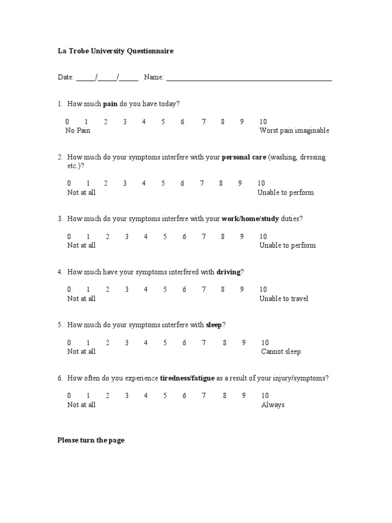 Questionnaire | PDF | Mental And Behavioural Disorders | Clinical Medicine