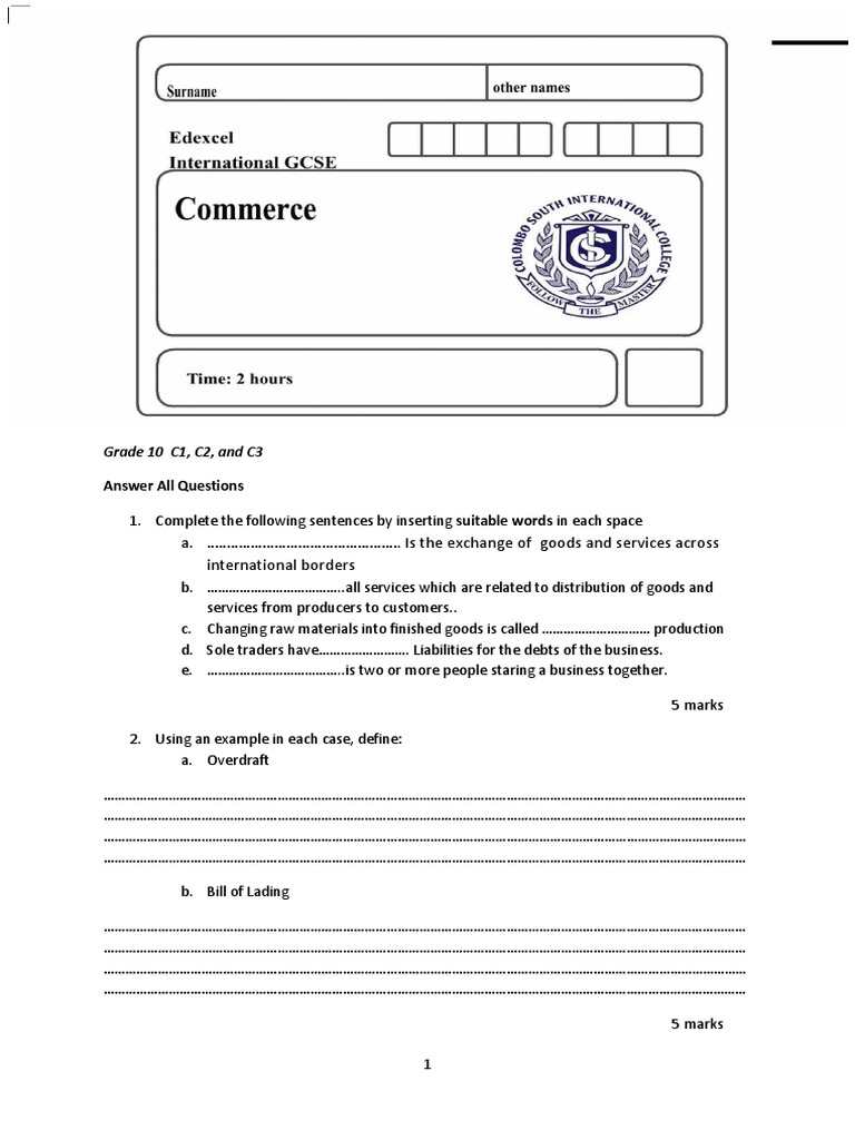 Grade 10 Dec Test Paper | PDF | Franchising | Marketing