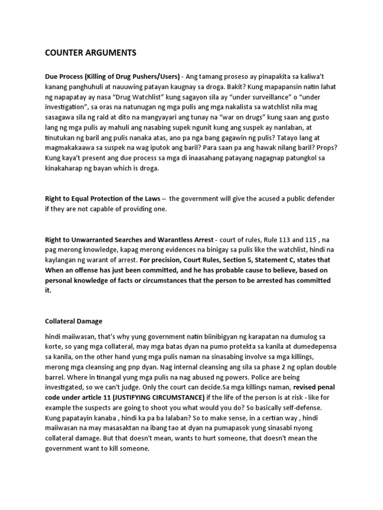 Counter Arguments | PDF