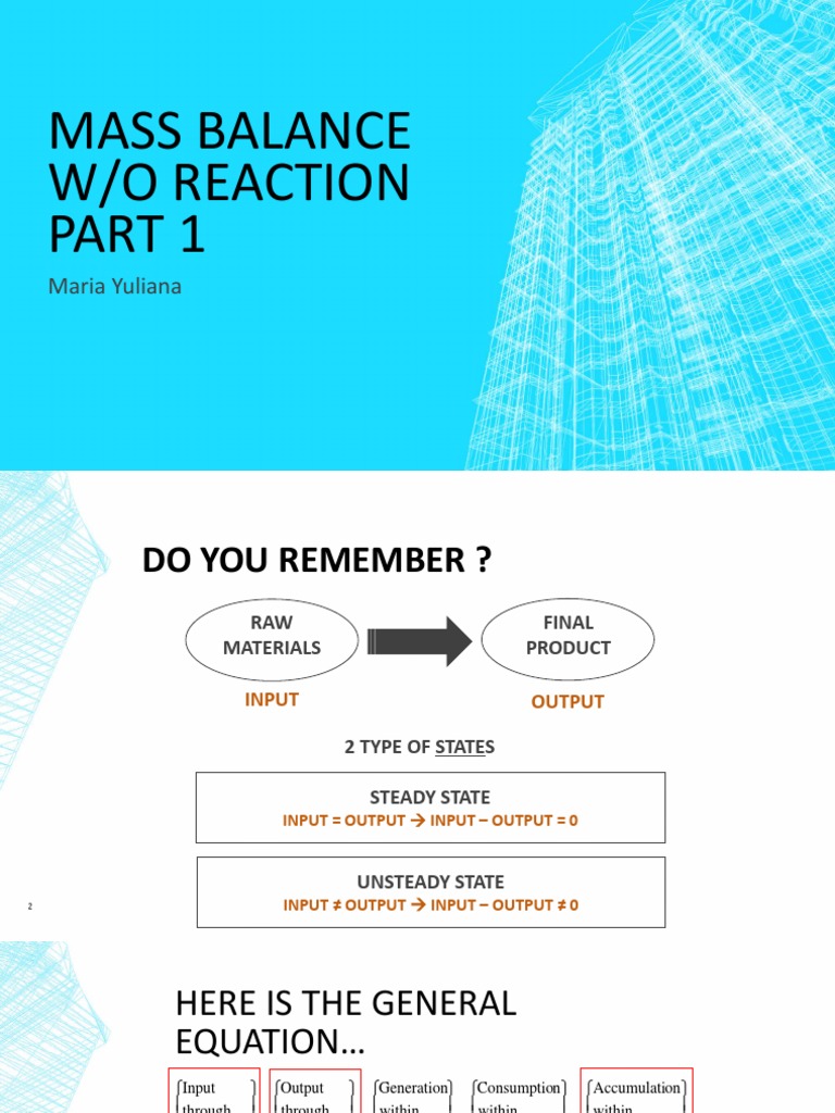 Mass Balance Fundamentals: A Primer on the Basic Concepts and Equations ...