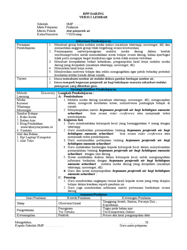 8 RPP Daring Prakarya Kls 8 Sem.2 - WWW - Kherysuryawan.id | PDF