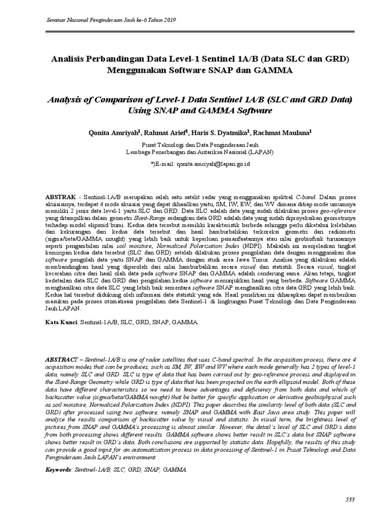 Perbandingan Data SLC dan GRD Sentinel-1 | PDF | Sains & Matematika