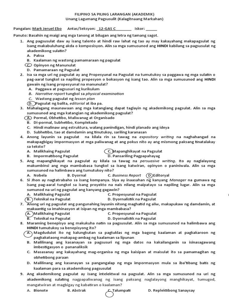 1ST MT Midterm Exam Akademik | PDF