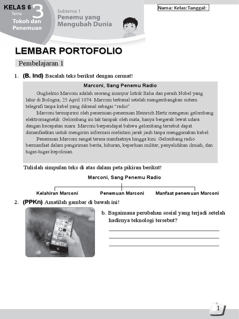 Lembar Portofolio Bupena 6a Tema 3 Sub 1 | PDF | Dewasa Muda