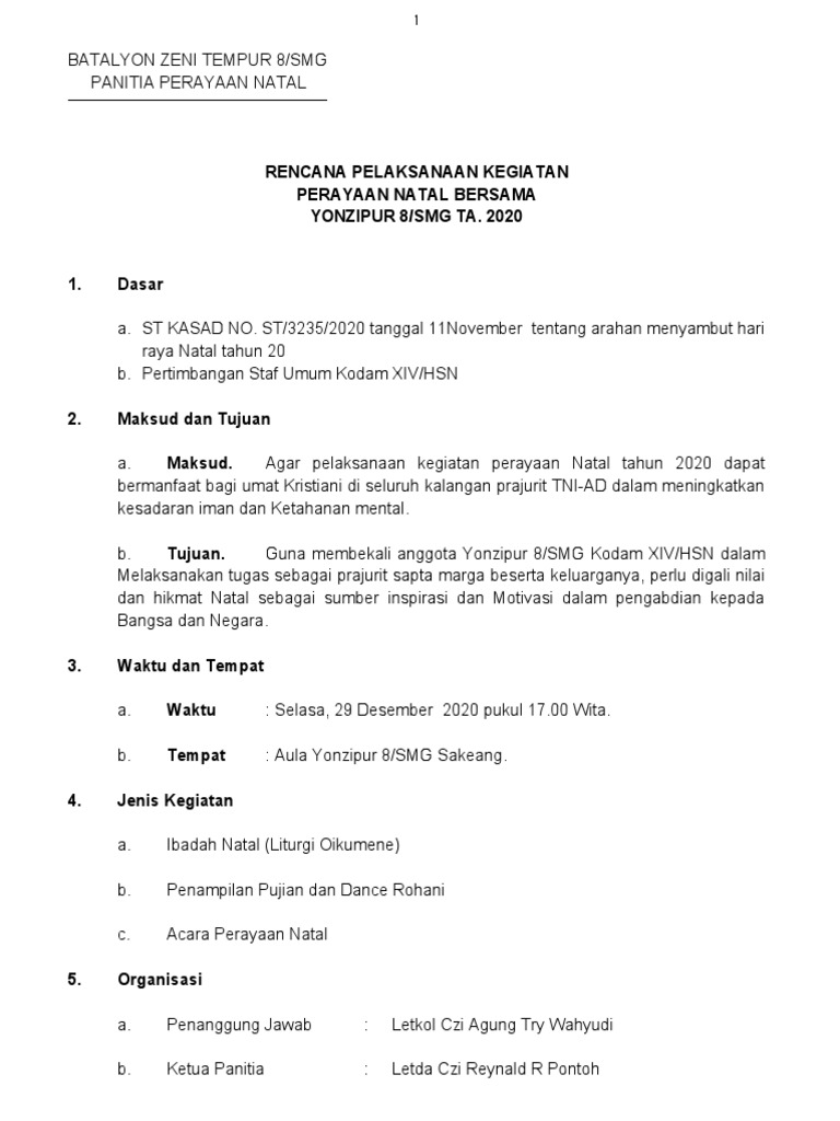Rencana Perayaan Natal di Aula Yonzipur | PDF