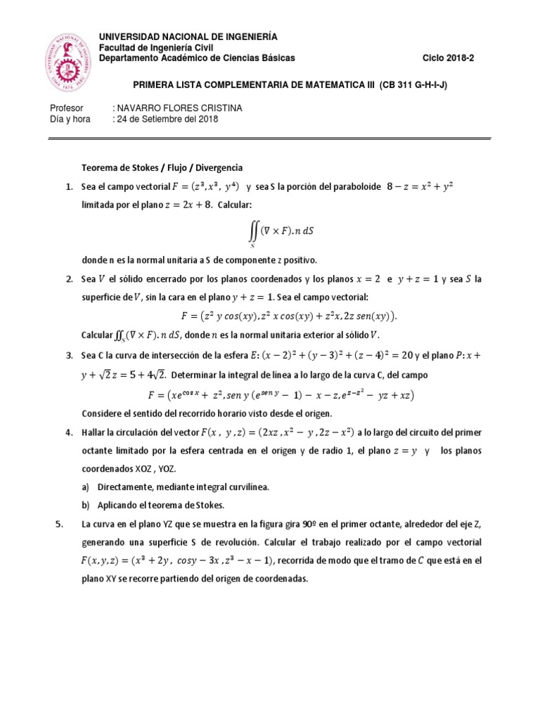 Lista Complementaria #1 | PDF | Vector Euclidiano | Geometría diferencial
