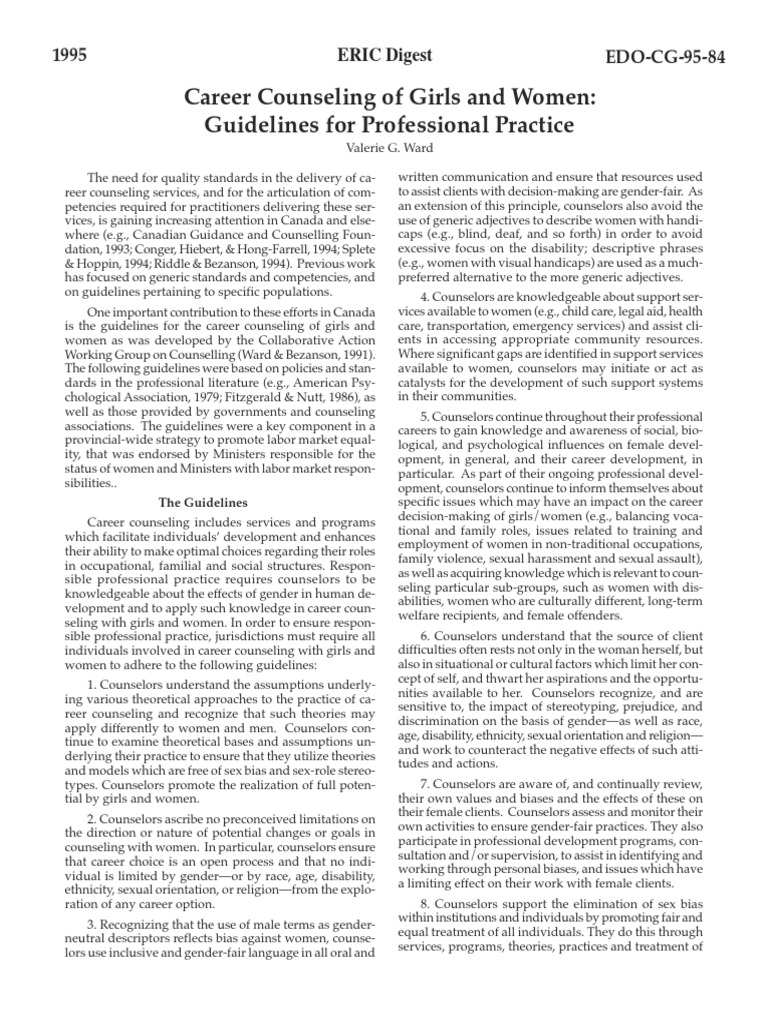 Career Counseling of Girls and Women - Guidelines For Professional ...