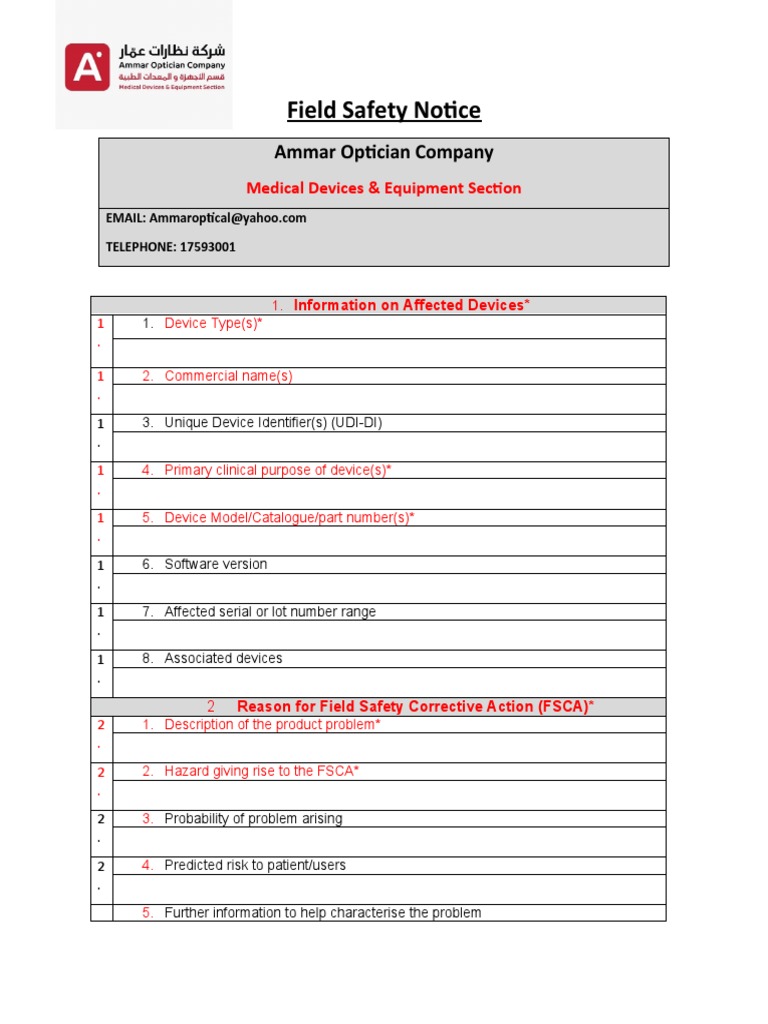 Field Safety Notice | PDF | Medical Device