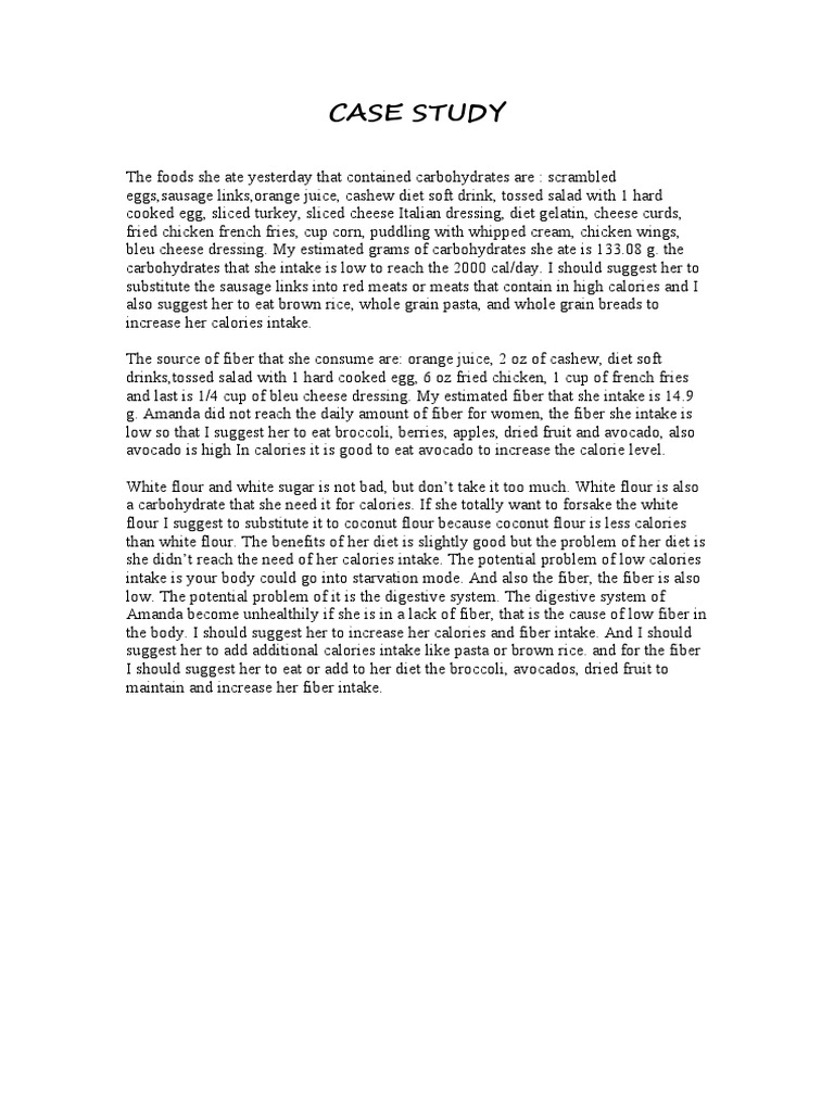Case Study - Carbohydrates | PDF | Wellness