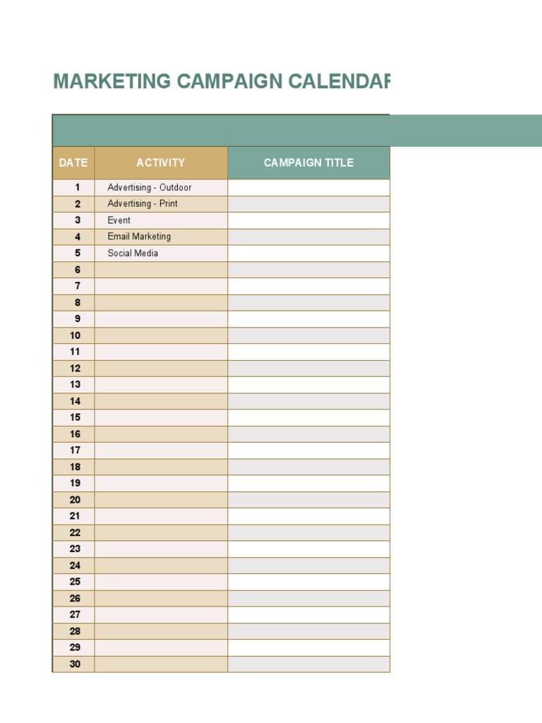Marketing Campaign Calendar: January | PDF | Advertising ...