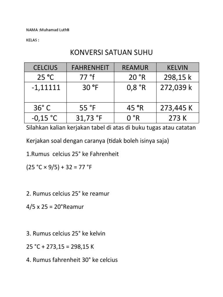 Rumus dan Contoh Konversi Suhu | PDF