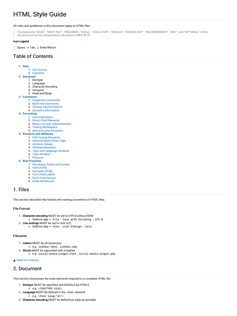 HTML Style Guide Summary | PDF | Html Element | Html