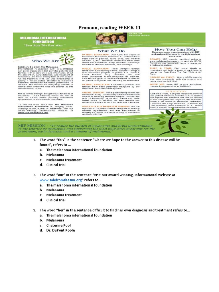 Pronoun, Reading WEEK 11 | PDF | Wellness