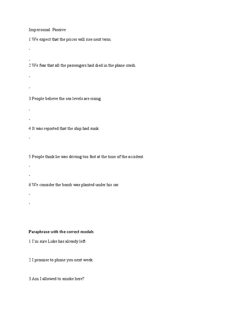 Imperson: Paraphrase With The Correct Modals | PDF