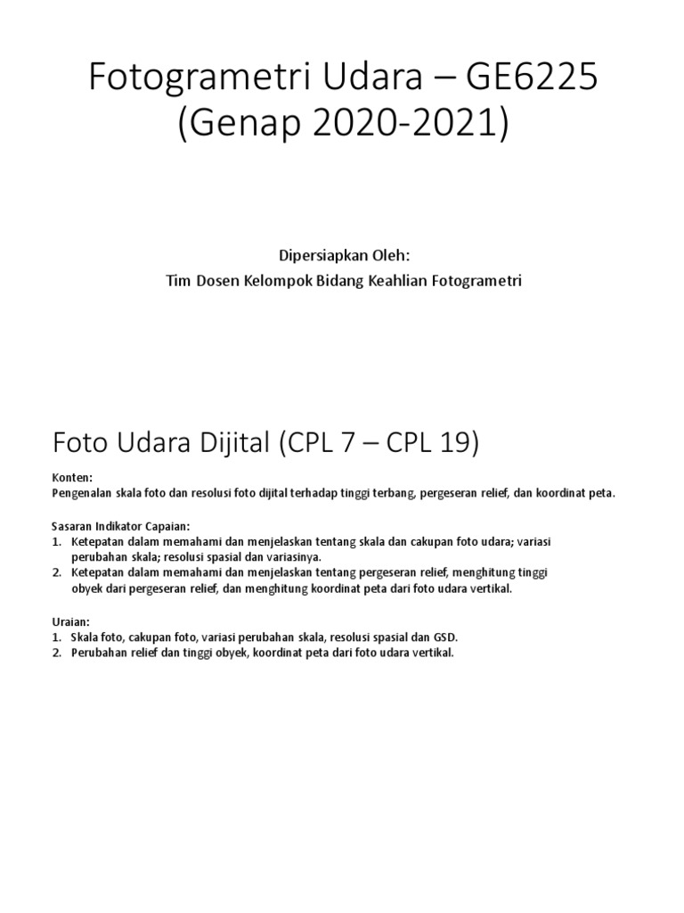 Fotogrametri Udara - 1b. Foto Udara Dijital | PDF | Camera | Aperture