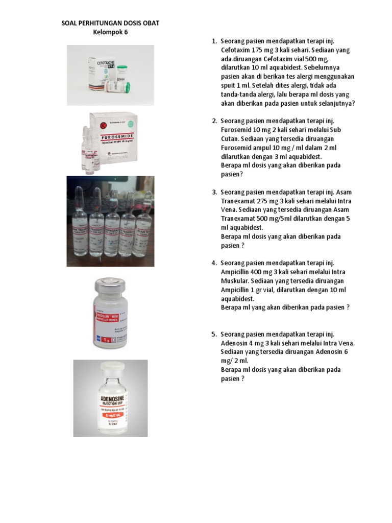 Perhitungan Dosis Obat Injeksi | PDF | Kesehatan Holistik | Sains ...