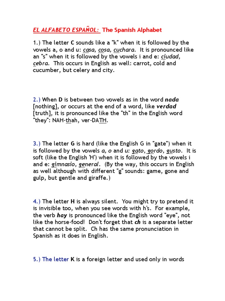 El Alfabeto Español | PDF | English Language | Vowel