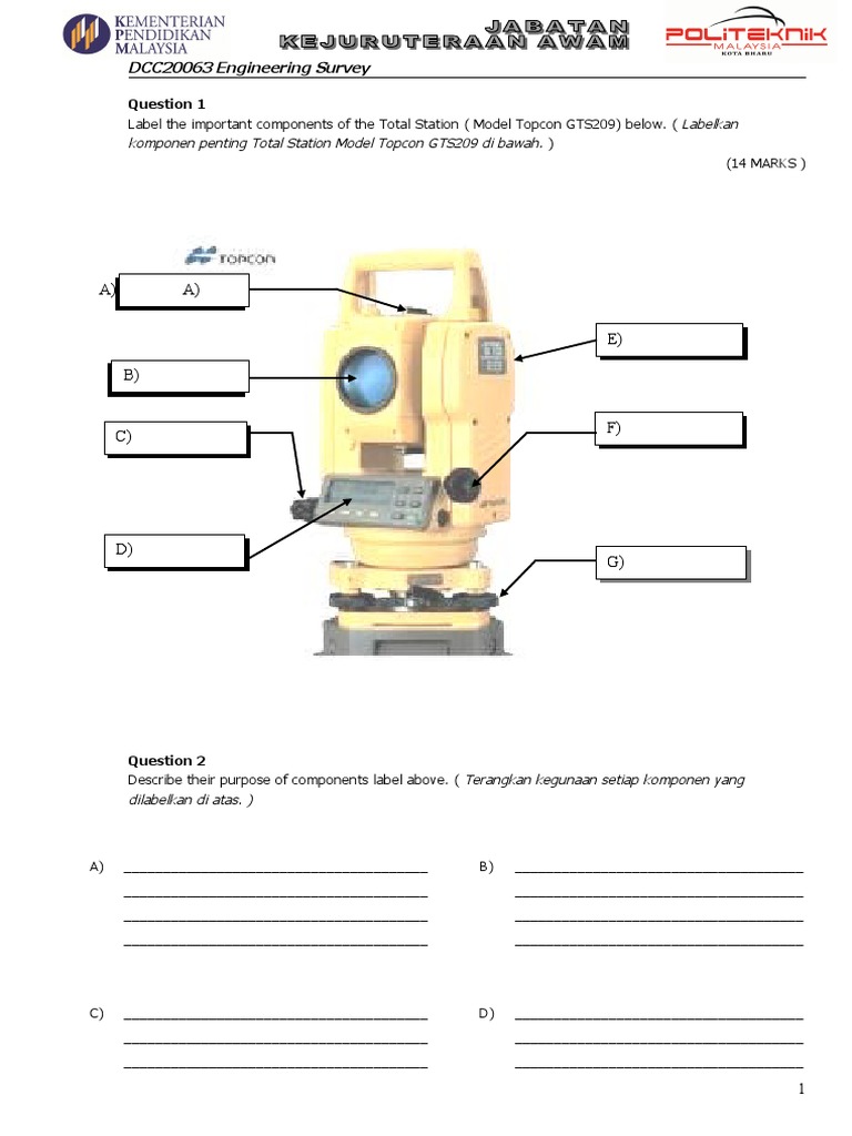 Komponen dan Fungsi Total Station | PDF | Metode & Bahan Ajar | Komputer