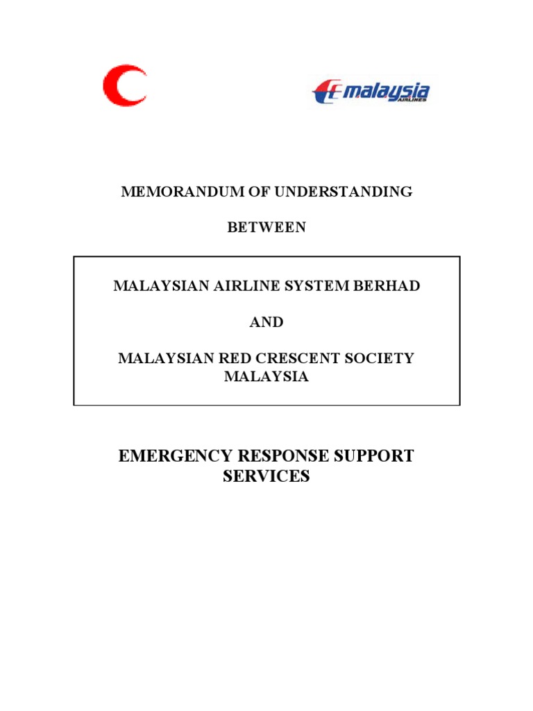 Memorandum of Understanding Between: Emergency Response Support ...
