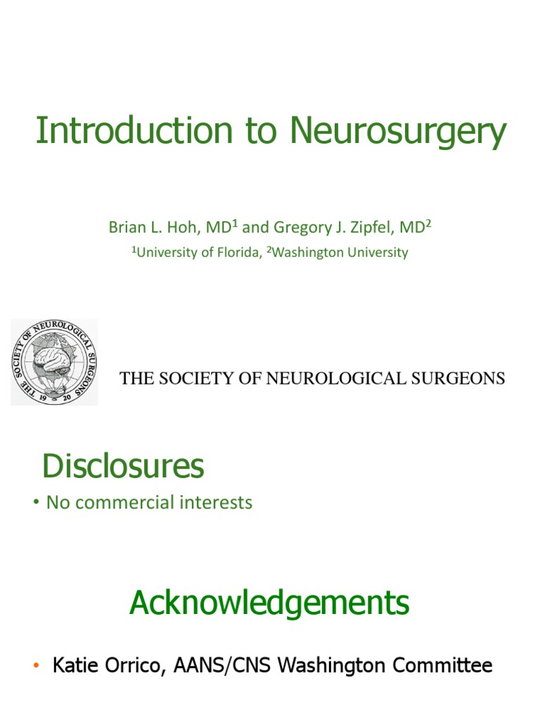 Introduction to Neurosurgery Basics | PDF | Neurosurgery | Residency ...