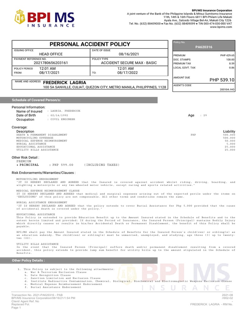Flagria Bpims Policy | PDF | Nuclear Weapons | Insurance