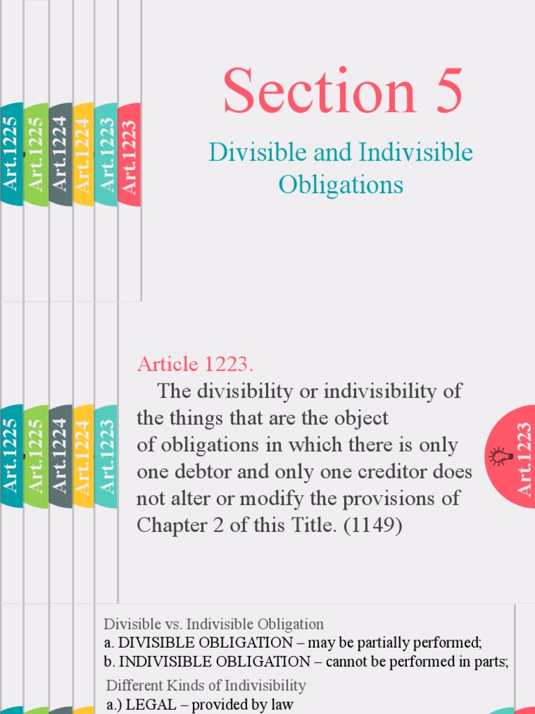 Section 5: Divisible and Indivisible Obligations | PDF | Law Of ...