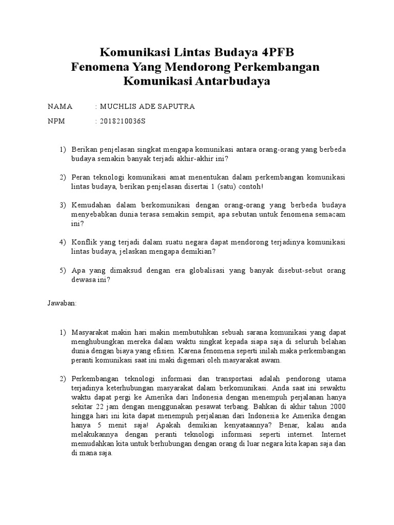 Komunikasi Lintas Budaya 4PFB | PDF | Ilmu Sosial | Komputer