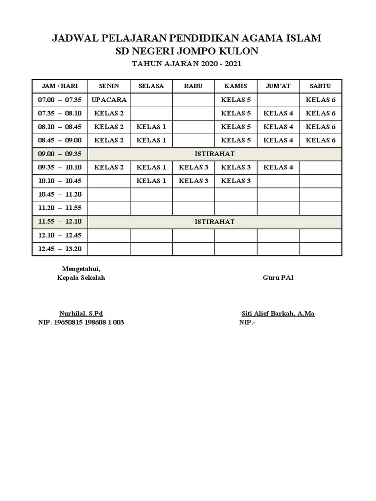 Jadwal Pai 20-21 PDF | PDF