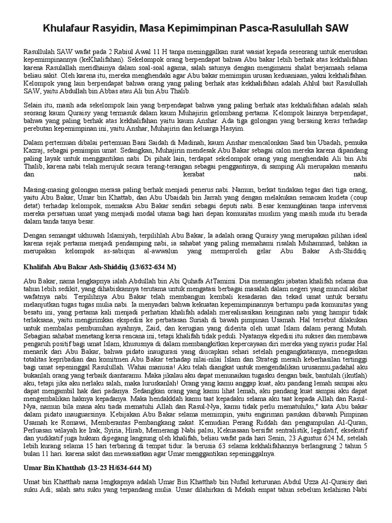 Khulafaur Rasyidin | PDF