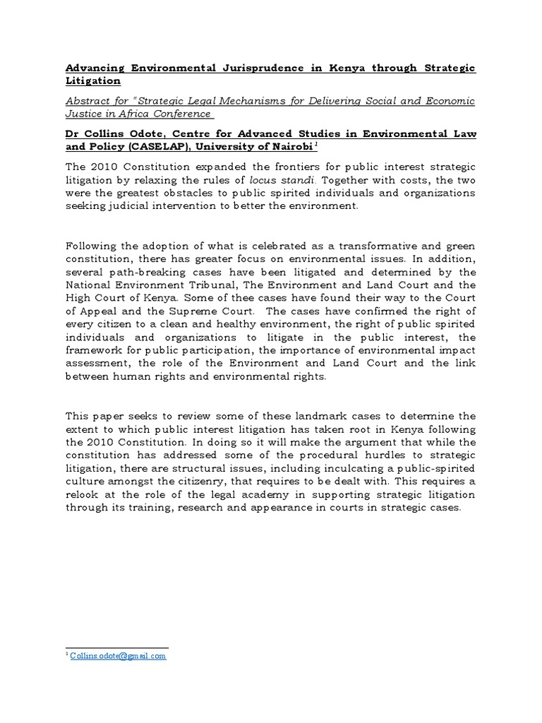 Landmark Environmental Cases in Kenya: A Review of Strategic Litigation ...