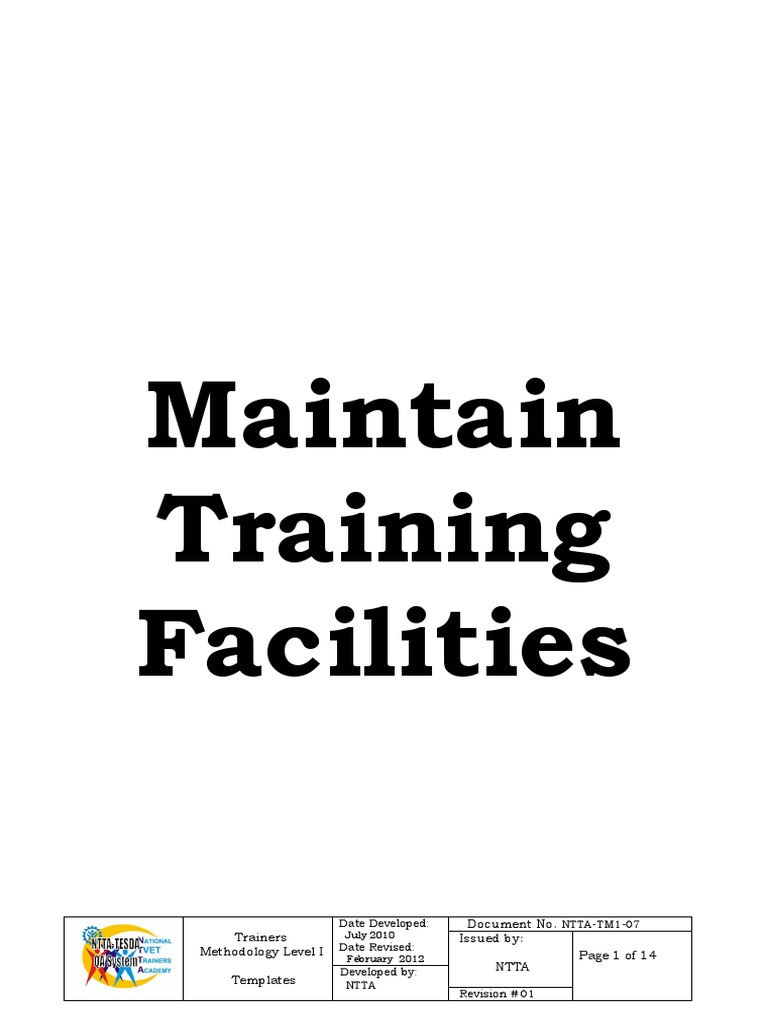 Maintain Training Facilities - Template | PDF | Waste Management | Computing