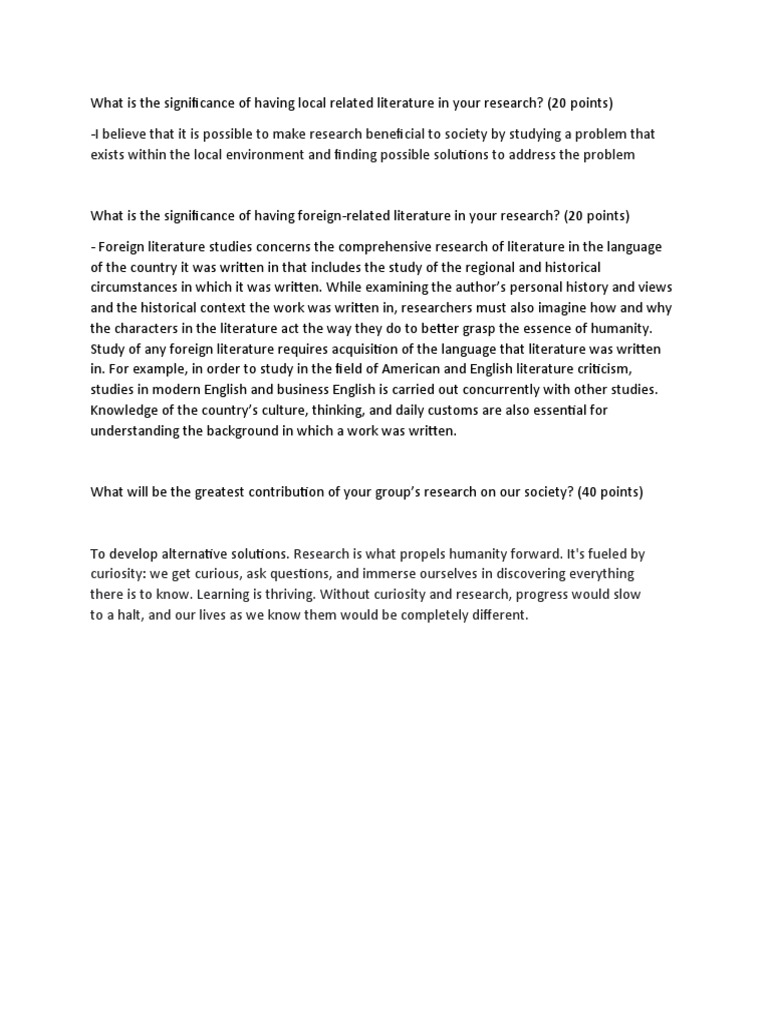 What Is The Significance of Having Local Related Literature in Your ...