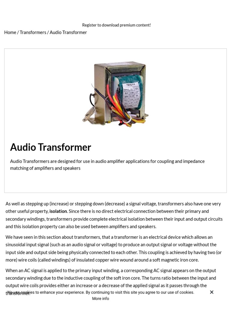 Audio Transformers for Impedance Matching | PDF | Transformer | Loudspeaker