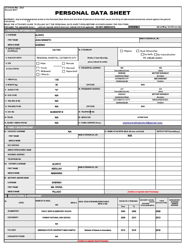 Pds Form Latest This Year | Download Free PDF | Certified Public ...