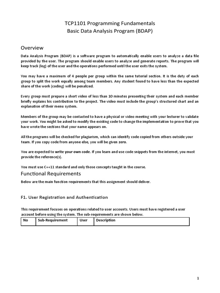 TCP1101 Programming Fundamentals Basic Data Analysis Program (BDAP) | PDF | Login | Statistics