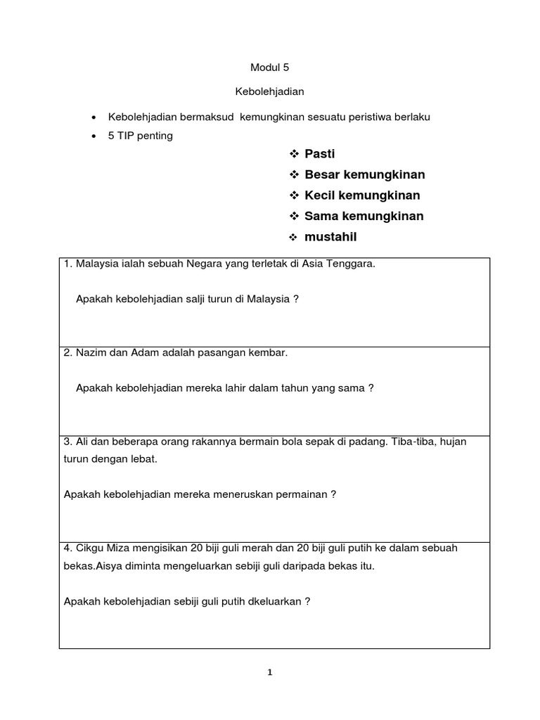 Modul 5 Tahun 6 Matematik Pdf