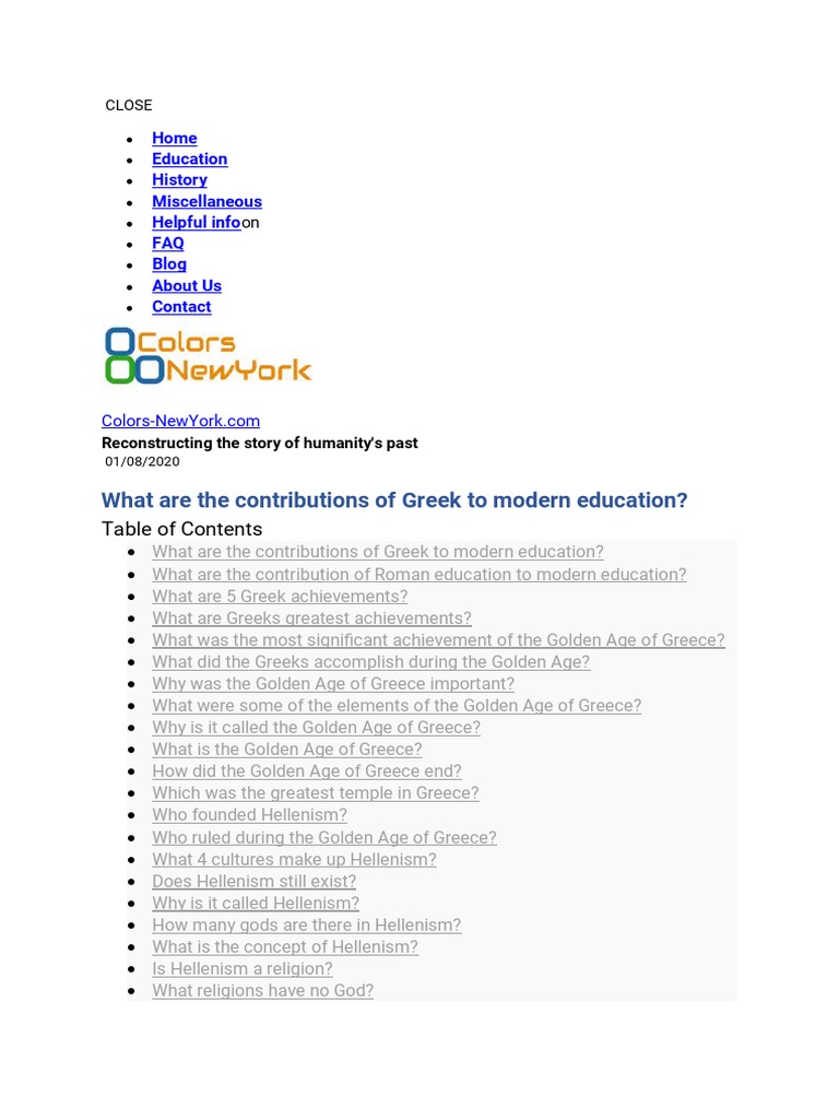 What Are The Contributions of Greek To Modern Education? | PDF ...