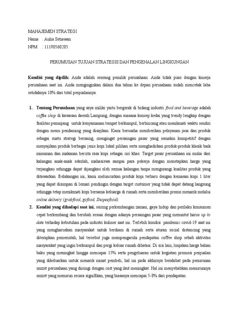 TM 2. Tugas Manajemen Strategi | PDF