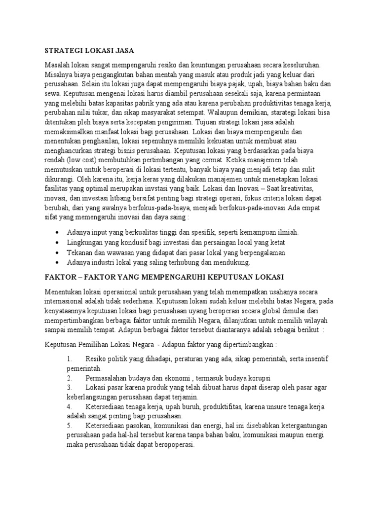 Strategi Lokasi Jasa | PDF
