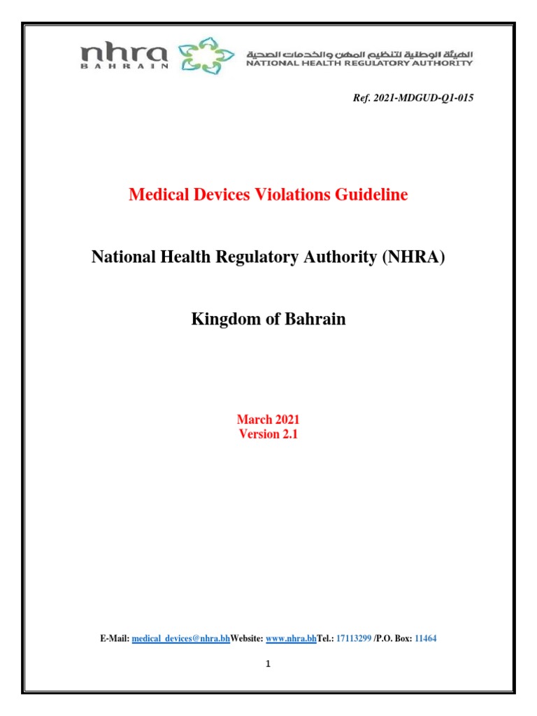 Guidelines for Medical Device Violations: Actions, Removal of ...