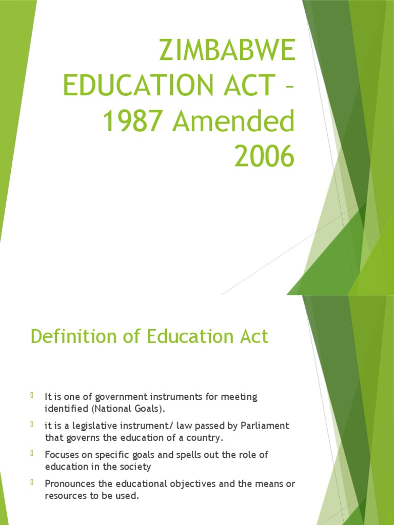 ZIMBABWE EDUCATION ACT - 1987 Amended 2006 | PDF | Schools | Justice
