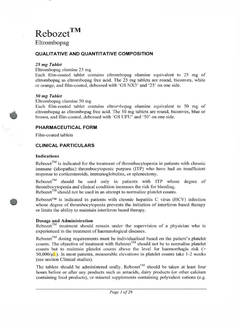 REBOZET | Download Free PDF | Thrombosis | Dose (Biochemistry)