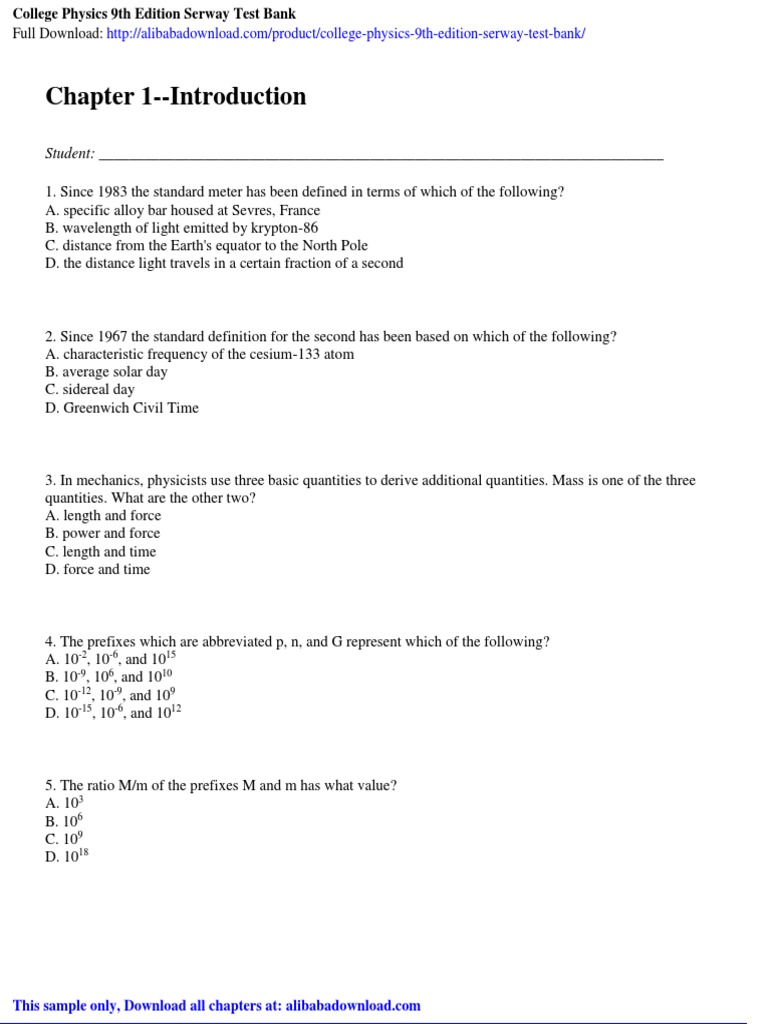 College Physics 9th Edition Serway Test Bank | PDF | Significant ...