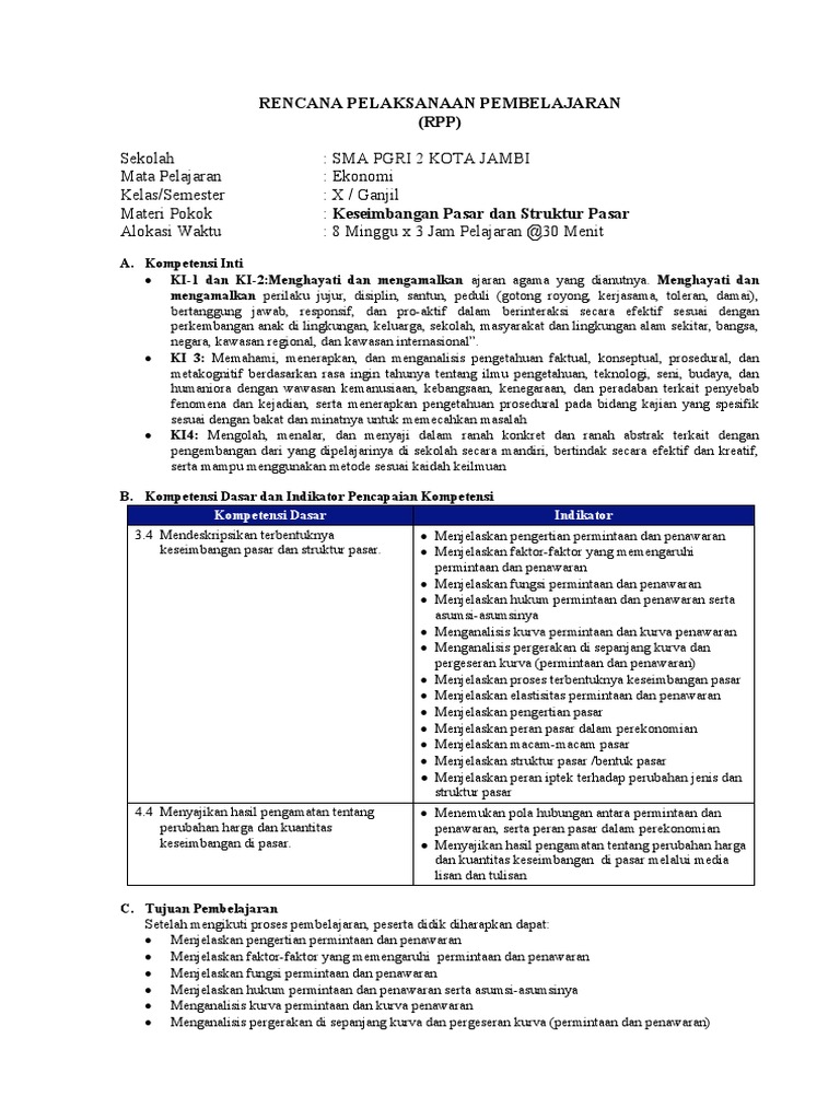 RPP Ekonomi | PDF
