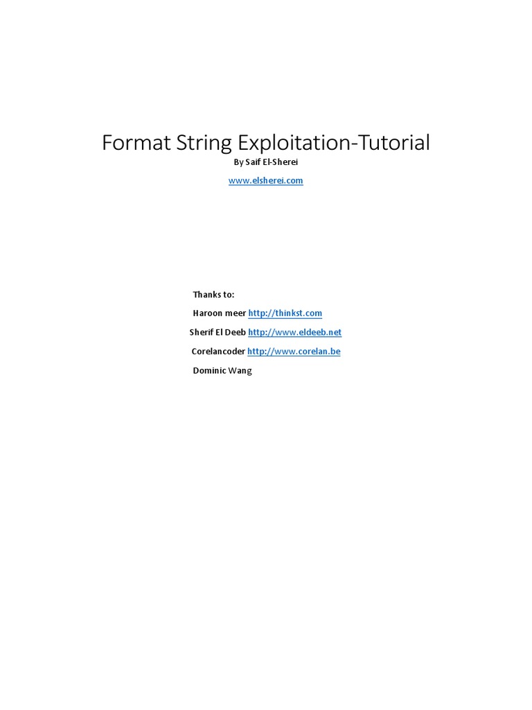 Linux Format String Exploitation Pdf Computer Programming Computing