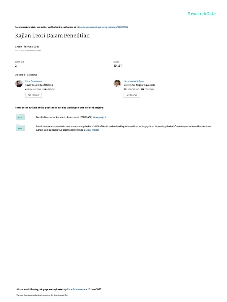 Kajian Teori Dalam Penelitian | PDF