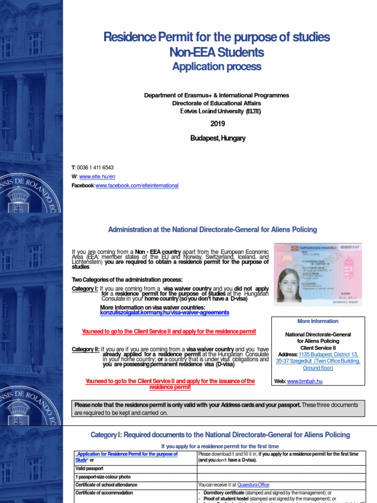 Residence Permit For The Purpose of Studies Non-EEA Students | PDF ...