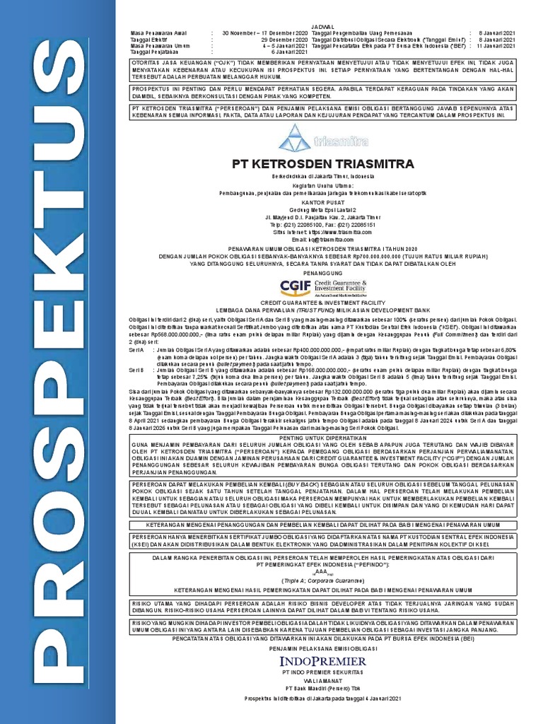 Prospektus Obligasi KETR | PDF