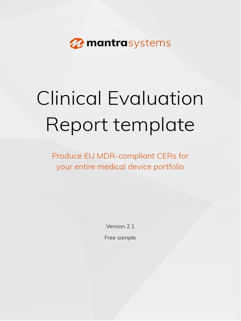 SAMPLE-Mantra Systems-Clinical Evaluation Report Template v2.1 | PDF