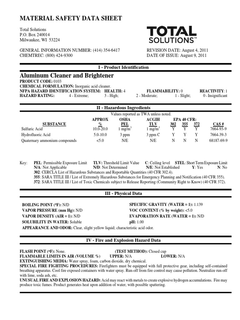 103 Msds | PDF | Fires | Water